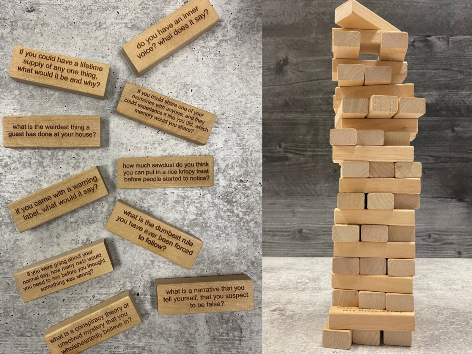 Icebreaker Questions Tumbling Tower Game™ Family Party Game Get to Know ...