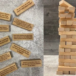 Icebreaker Questions Tumbling Tower Game™ - Family Party Game - Get to ...