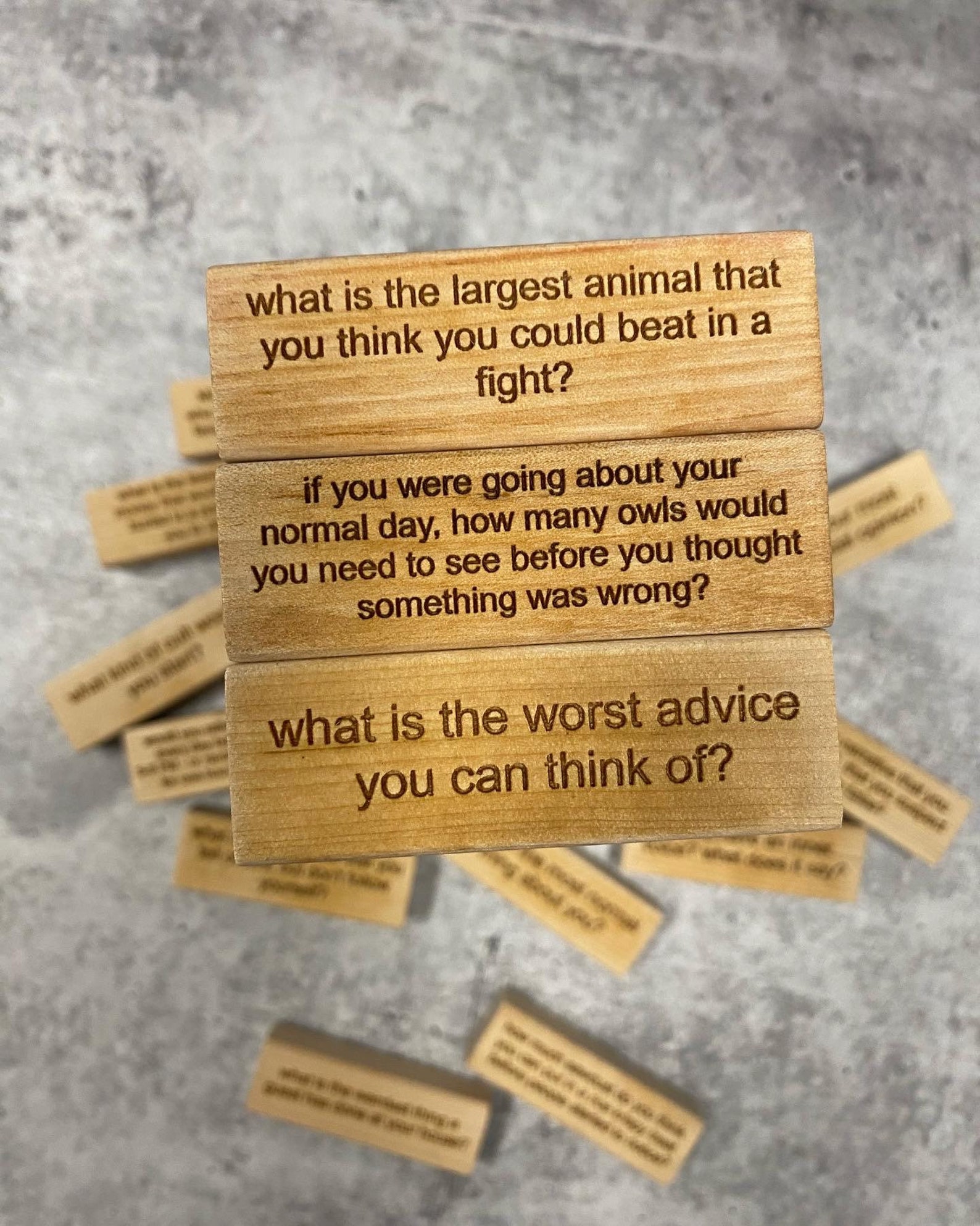 Icebreaker Questions Tumbling Tower Game™ Family Party Game Get to Know ...