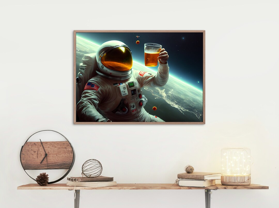 Astronaut Beer Wall Art - Space Canvas - Gift for Him Gift for Her ...