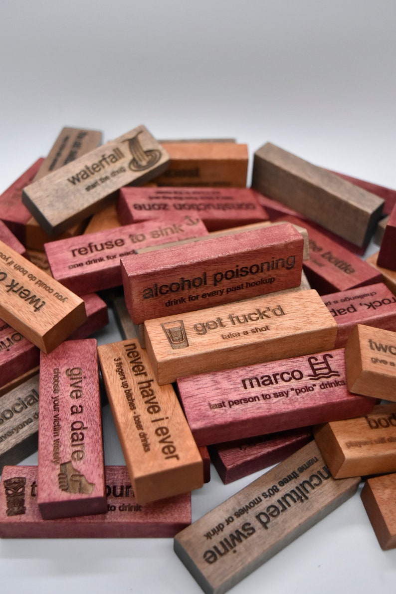 Block Party Tumbling Tower Drinking Game Tipsy Fun - Etsy