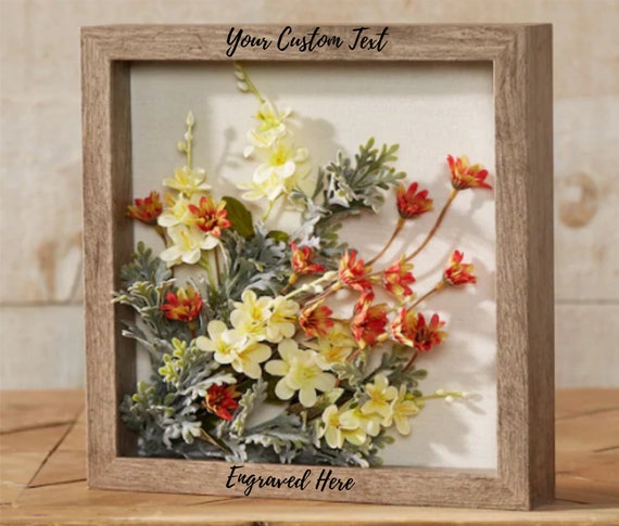Personalized Shadow Box Natural Wood Grey Custom Add - Etsy