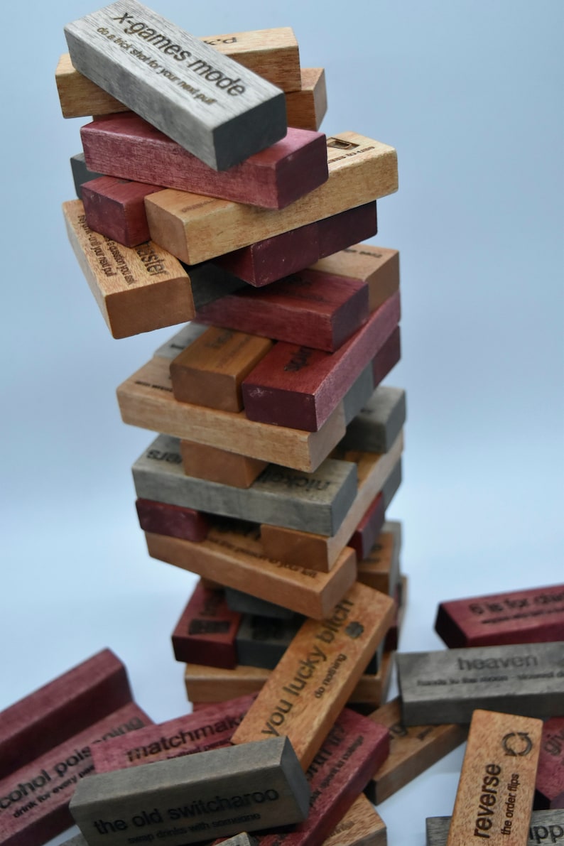 Block Party Tumbling Tower Drinking Game Tipsy Fun - Etsy