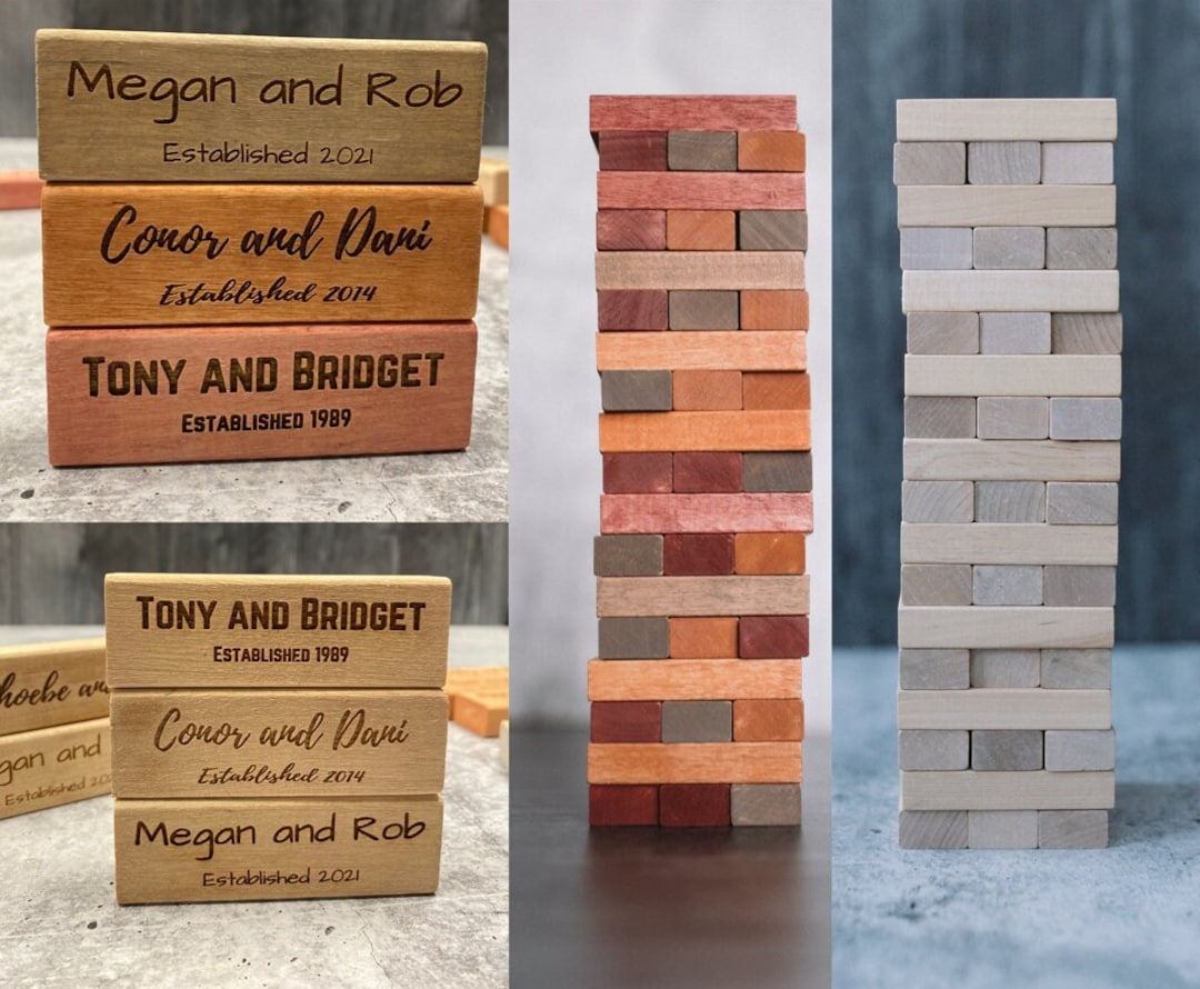 Couple's Custom Tumbling Tower - Personalized Block Tower - Couple's ...