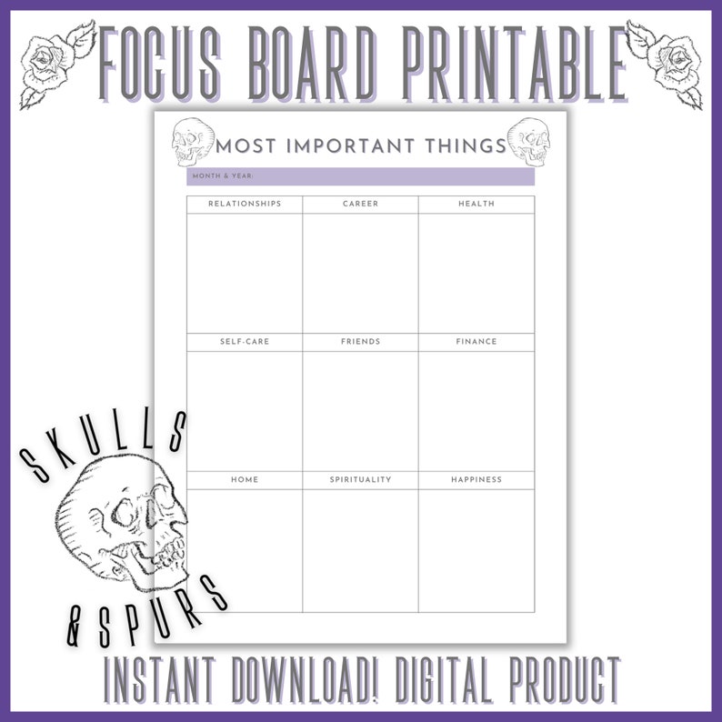 Focus Board Printable, Daily Planner, Undated Planner Inserts PDF, A5 ...