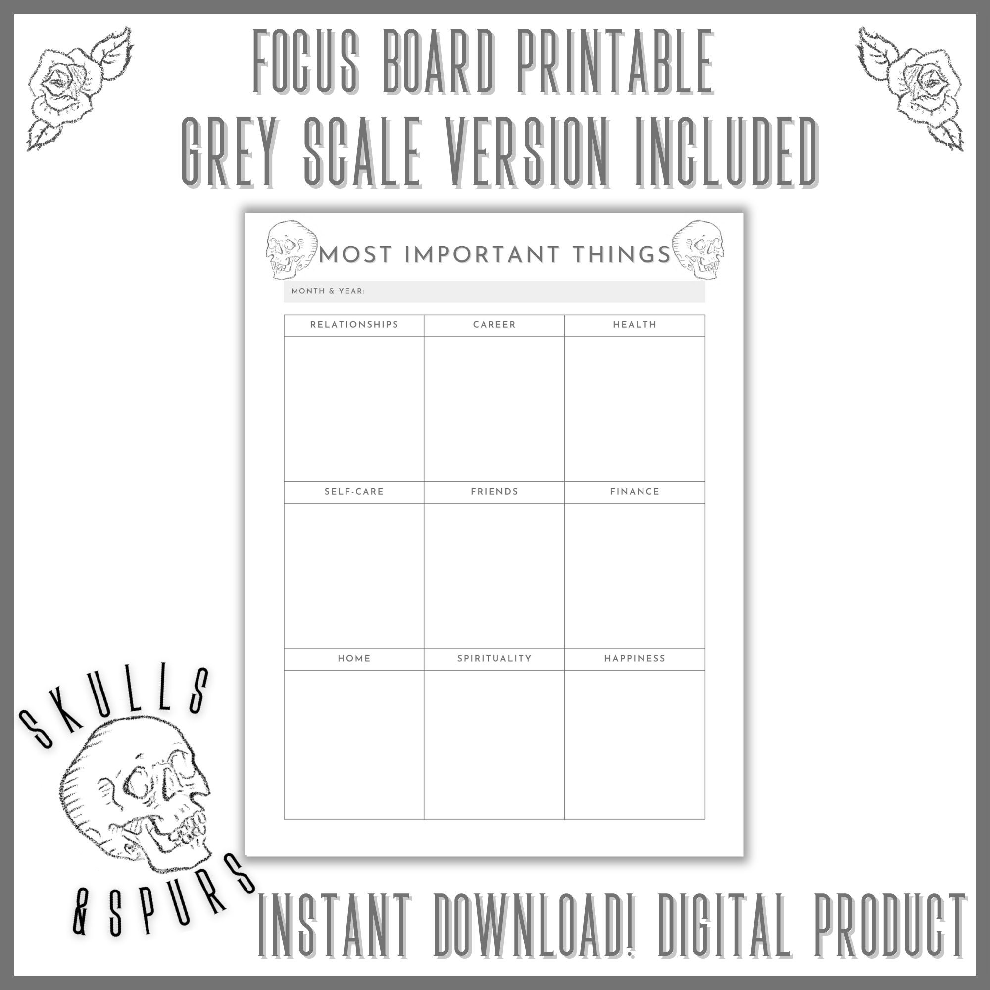 Focus Board Printable, Daily Planner, Undated Planner Inserts PDF, A5 ...