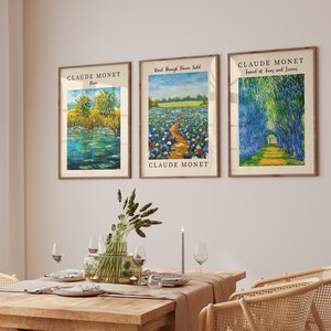 3 Piece Framed Canvas Print Wall Art Set Claude Monet Prints Monet ...