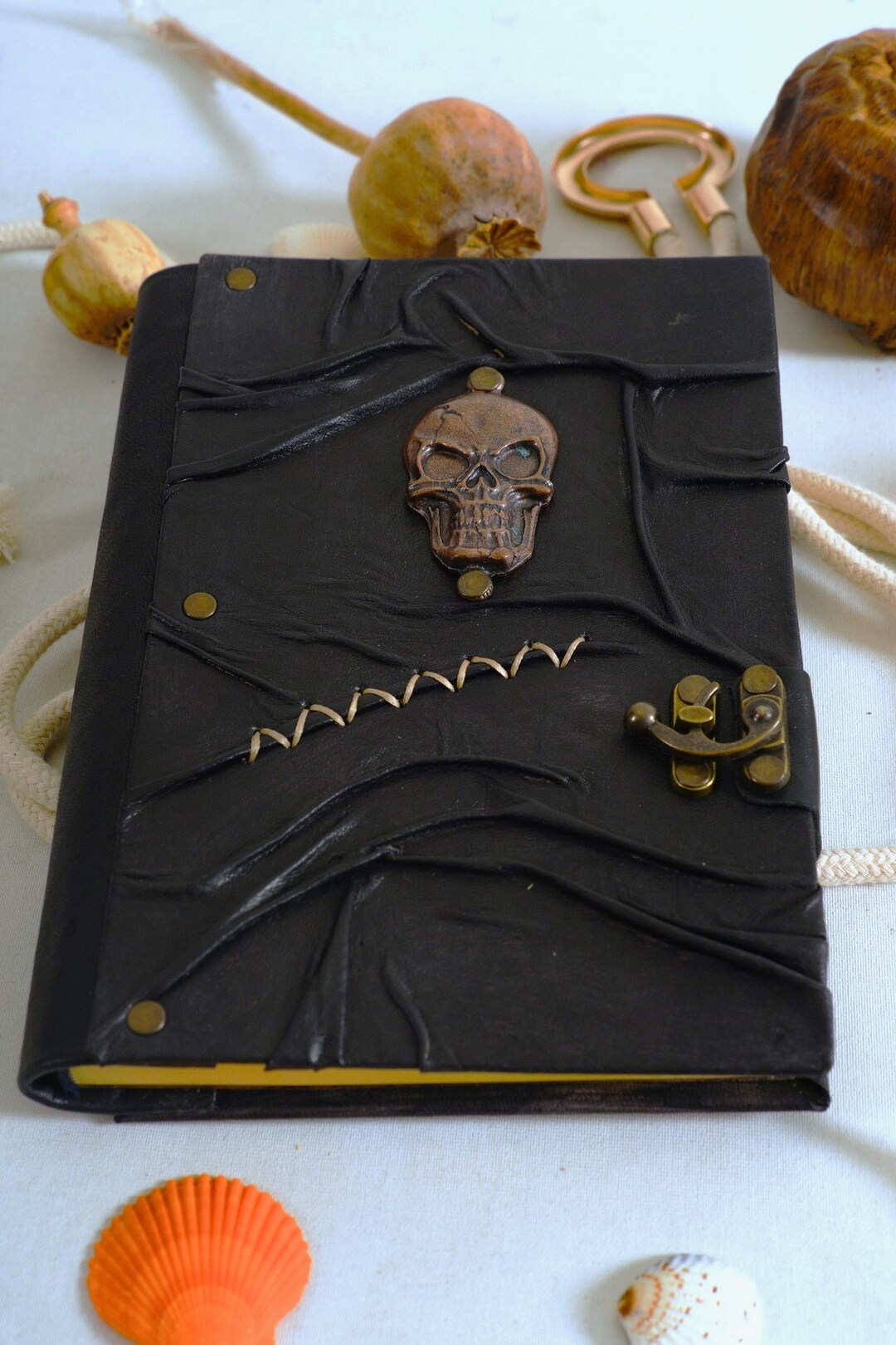 Leather Notebook,skull Notebook,leather Sketchbook,handmade Notebook ...