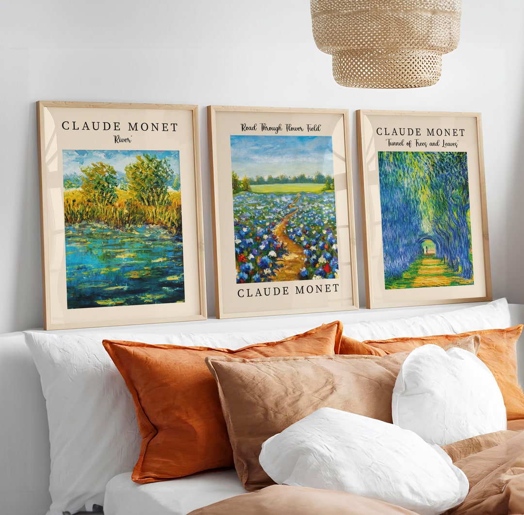 3 Piece Framed Canvas Print Wall Art Set Claude Monet Prints Monet ...