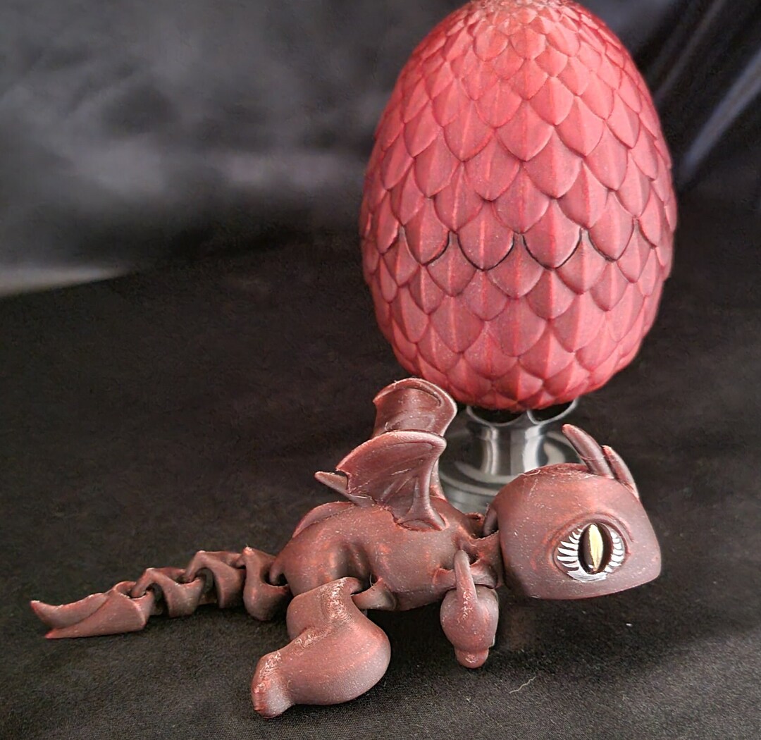 3D Printed Articulated Baby Dragon Figurine With Dragon Egg - Etsy