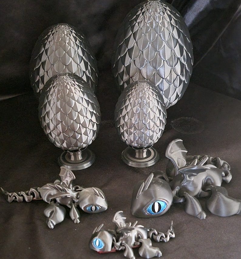 3D Printed Baby Dragon, Small Medium and Large Baby With Dragon Egg ...