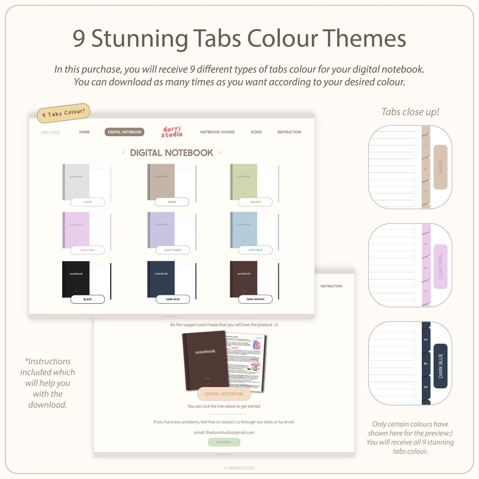 12 Minimalist Tabs Digital Notebook, Portrait Goodnotes Notebook, Soft ...