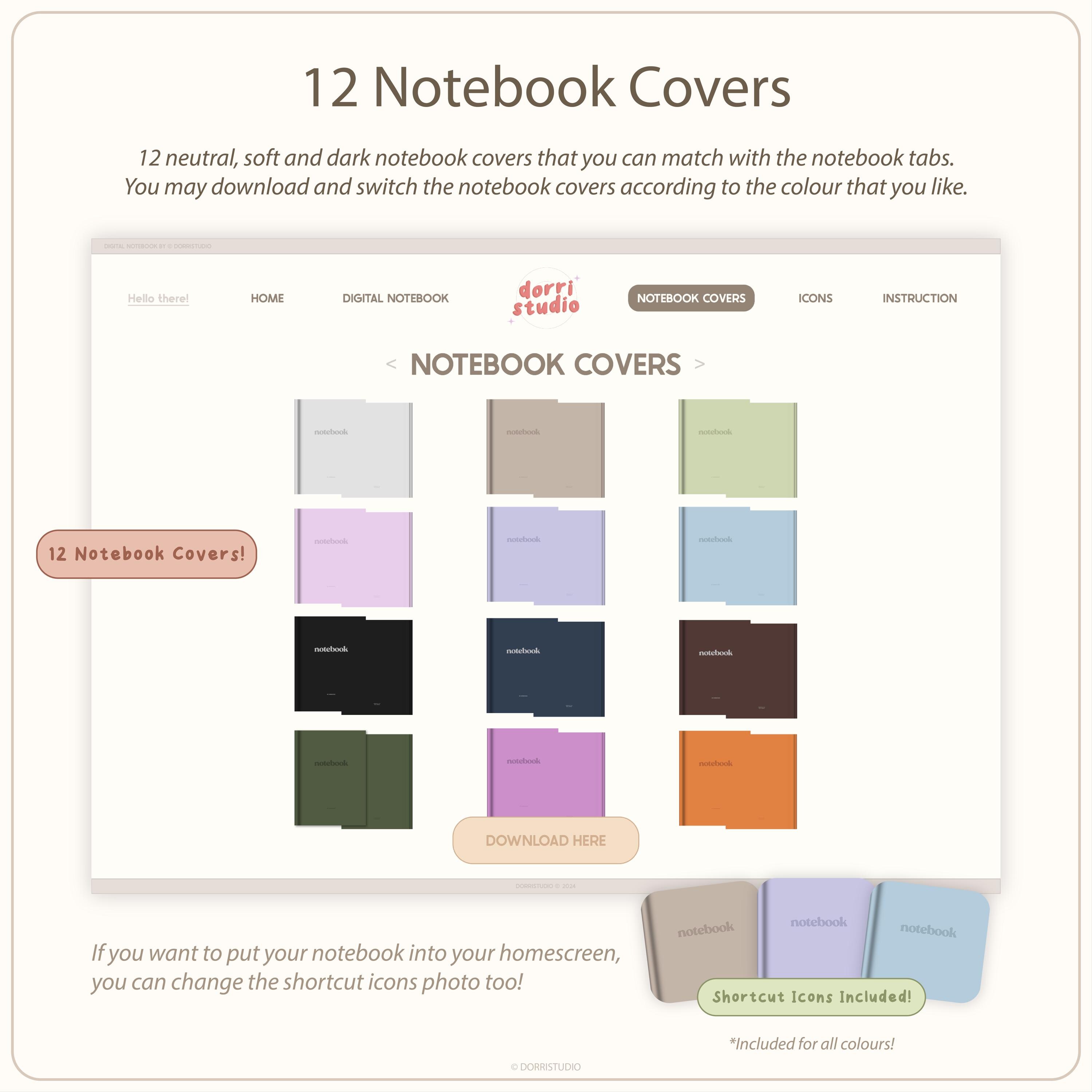12 Minimalist Tabs Digital Notebook, Portrait Goodnotes Notebook, Soft ...