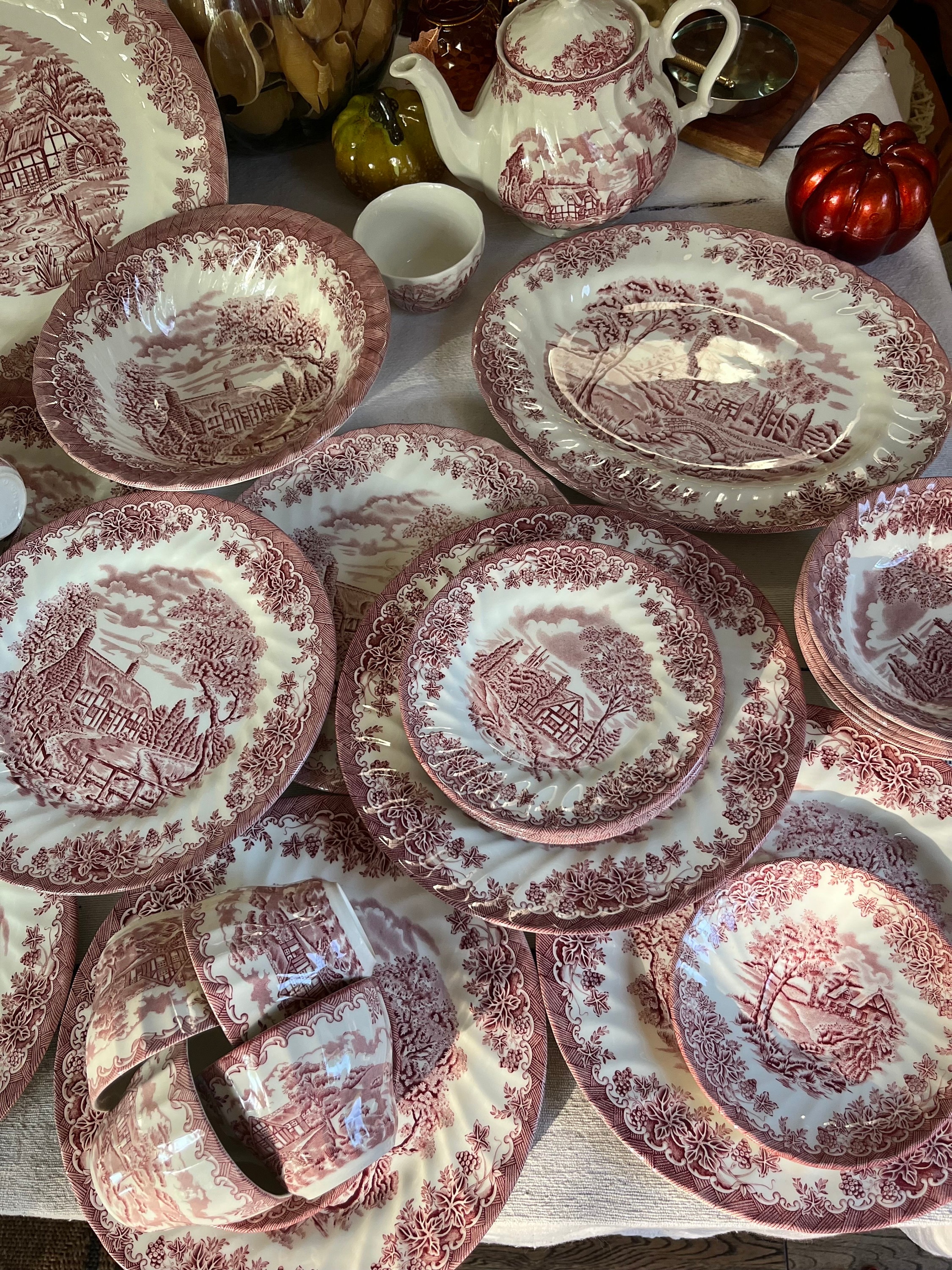 Vintage Churchill England Dinnerware - the Brook in Pink - Dishes ...