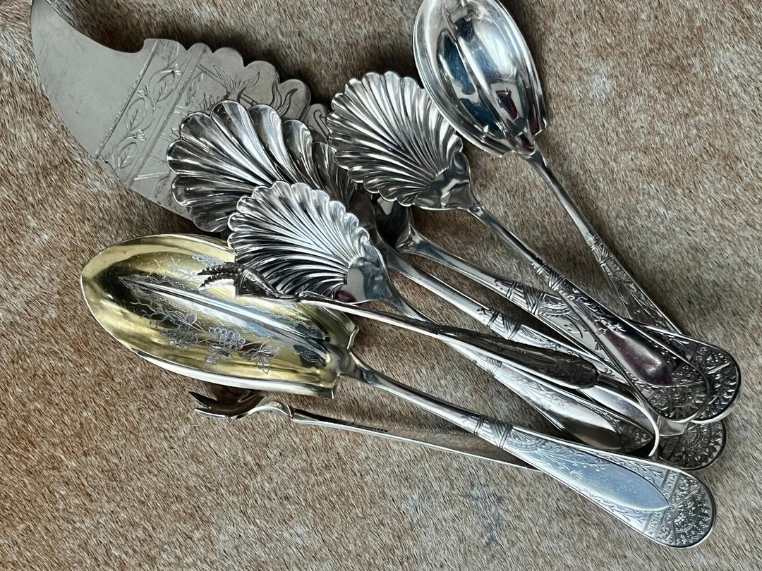Unique Art Nouveau Silver Plated Serving Utensils Matching Set - Etsy