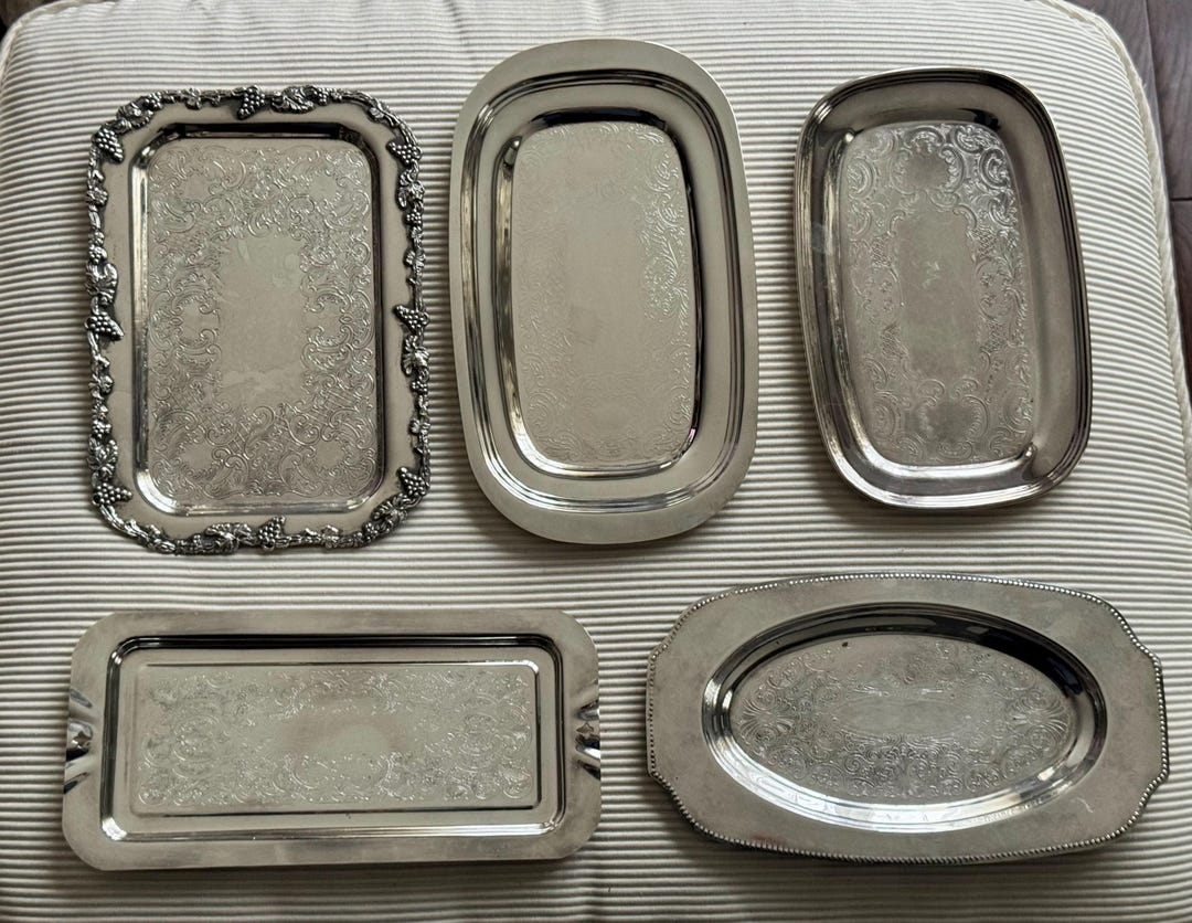 Vintage Silverplate Tray Collection – Rectangular or Oval – Engraved ...
