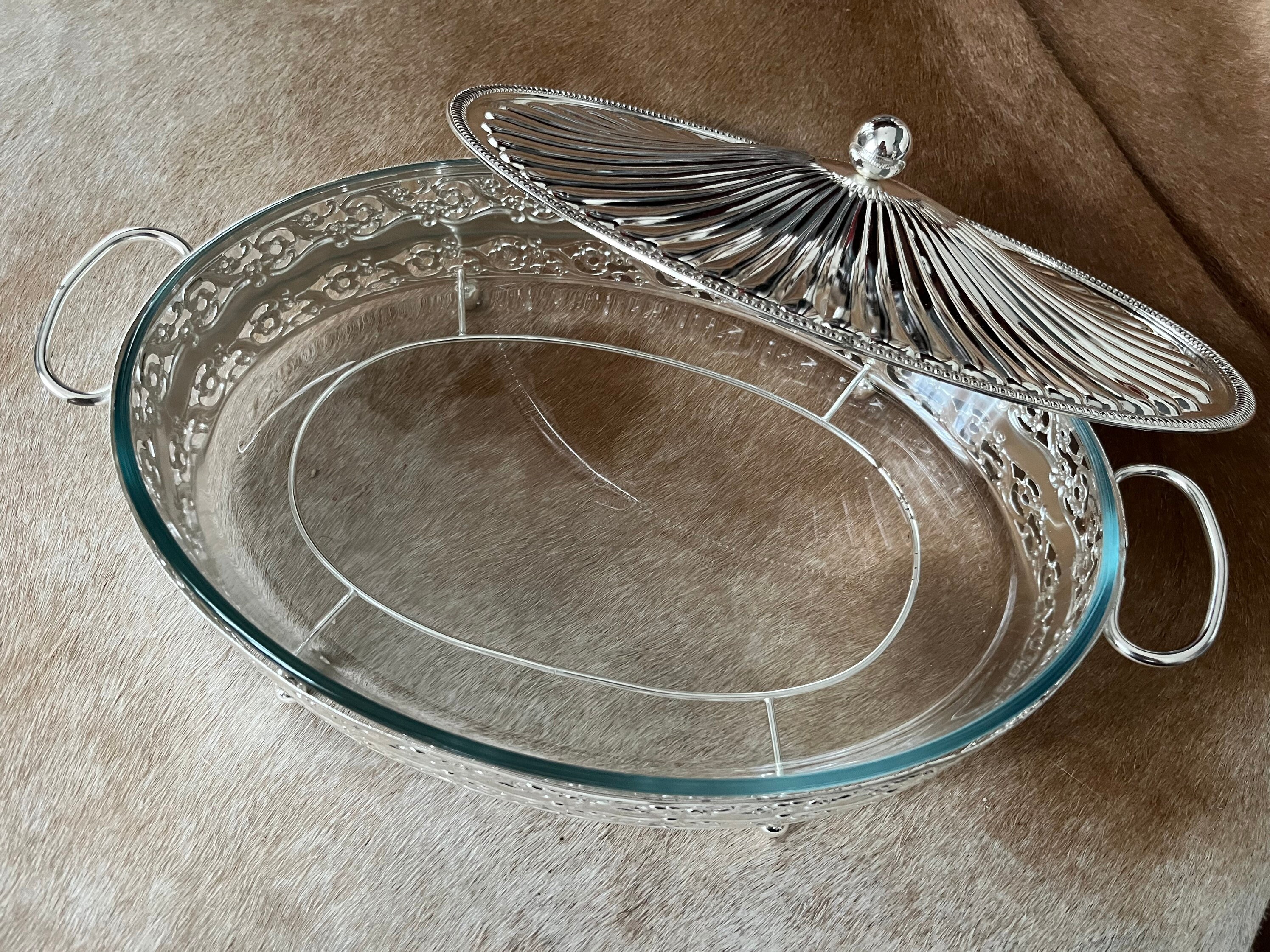 Vintage Large Oval Pyrex Tureen Vegetable Dish With Silver - Etsy