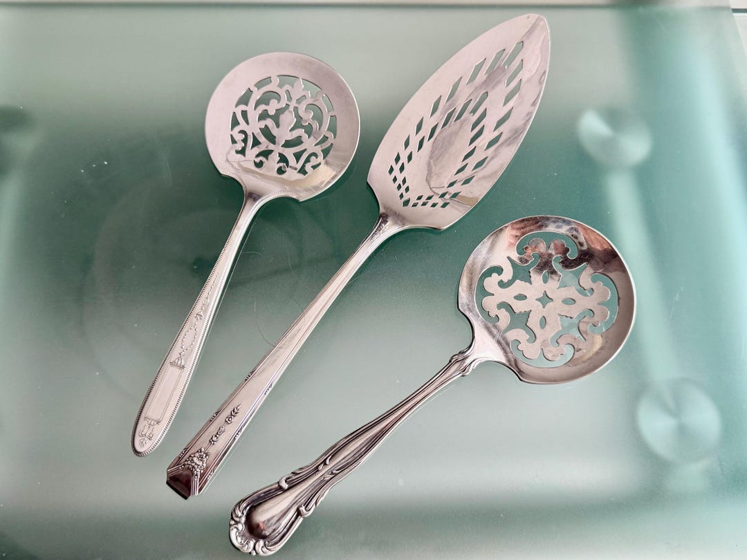 Vintage Silver-plated Serving Utensils - Set of 3: Perforated Pie ...