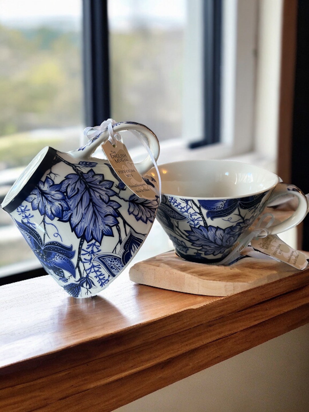 NEW! Classic Blue & White Fine Bone China English Design Mug - Large ...