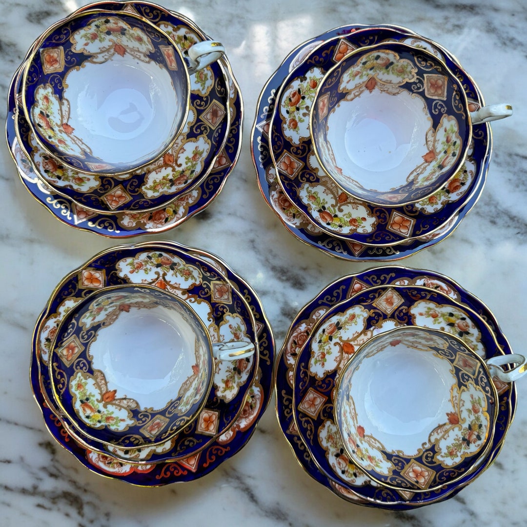 Vintage Royal Albert Crown China Older Backstamp - Set of 4 Cup Trios ...