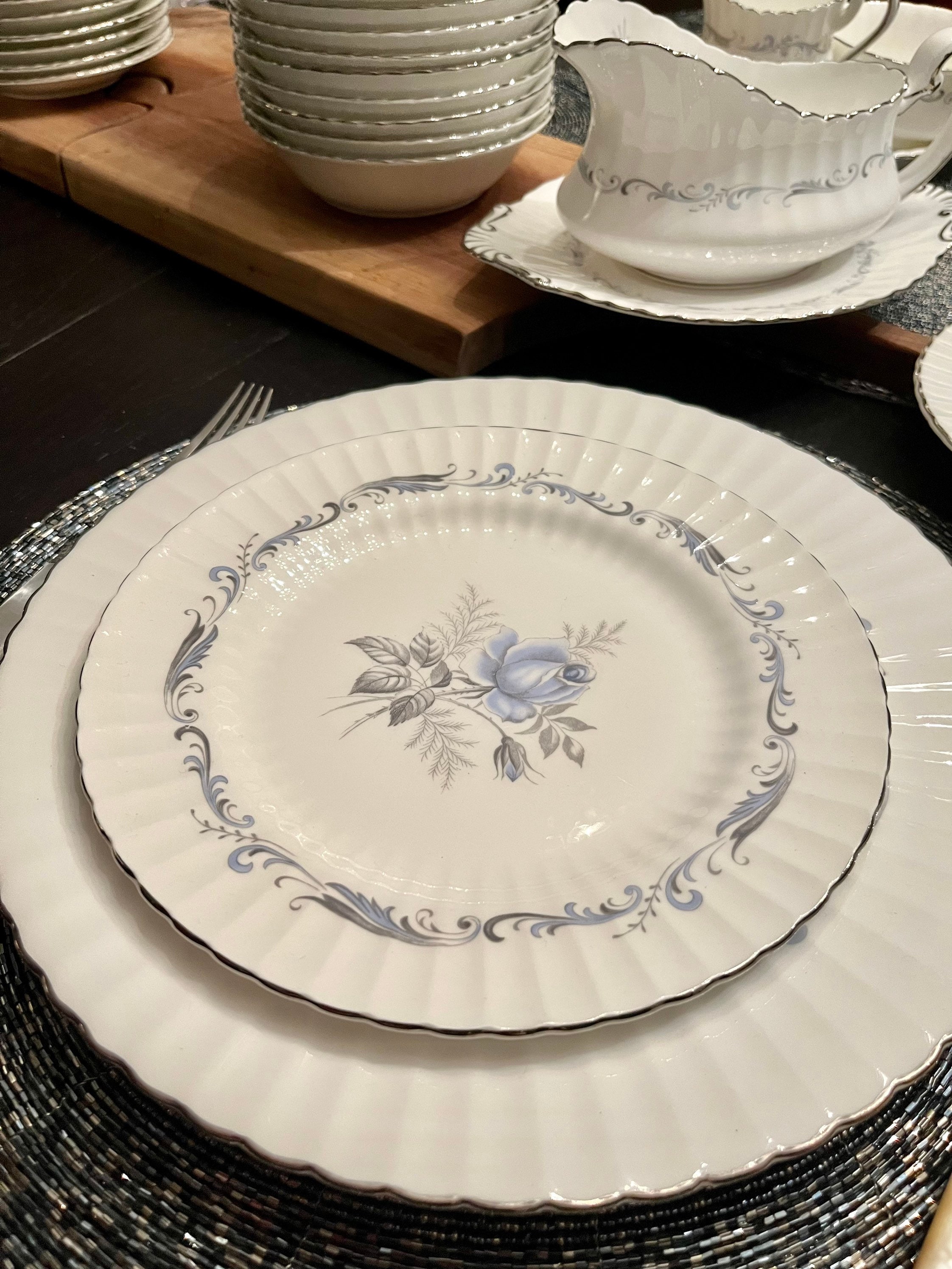 Rare Paragon morning Rose Silver Rim Dinner Set for 2 4 8 - Etsy