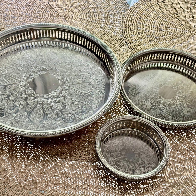 Round Silverplated Tray - Etsy