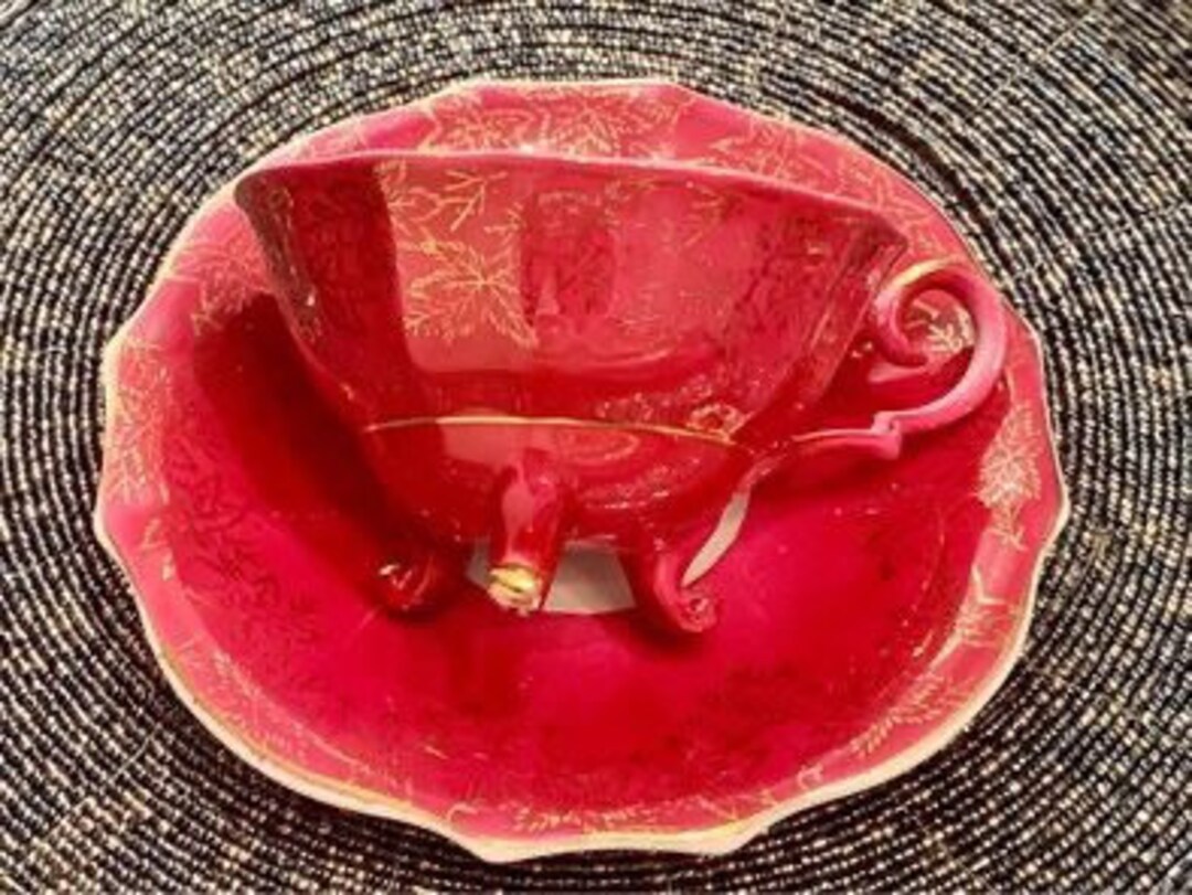 Vintage Hand Painted Three Legged Cup Japan - Etsy