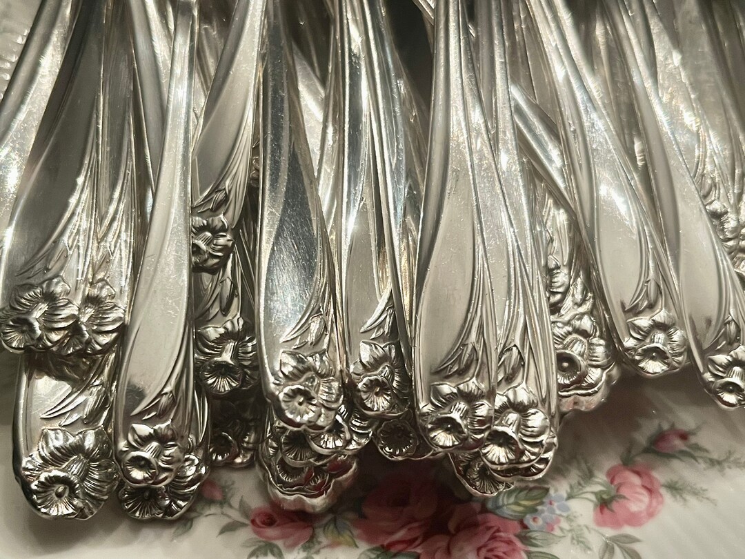Vintage 1847 Rogers Bros Silver Plated daffodil Complete Silverware Set ...