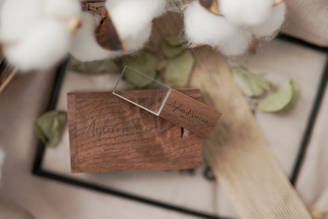 Usb Stick Kristall/ Glas Holz Gravur / Mit Holzbox/ 4GB, 8GB, 16GB ...