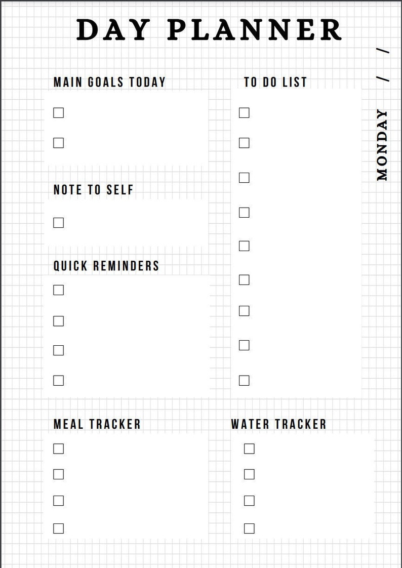 Day Planner and Organizers, A4 A5, Daily Agenda Printable, Daily ...