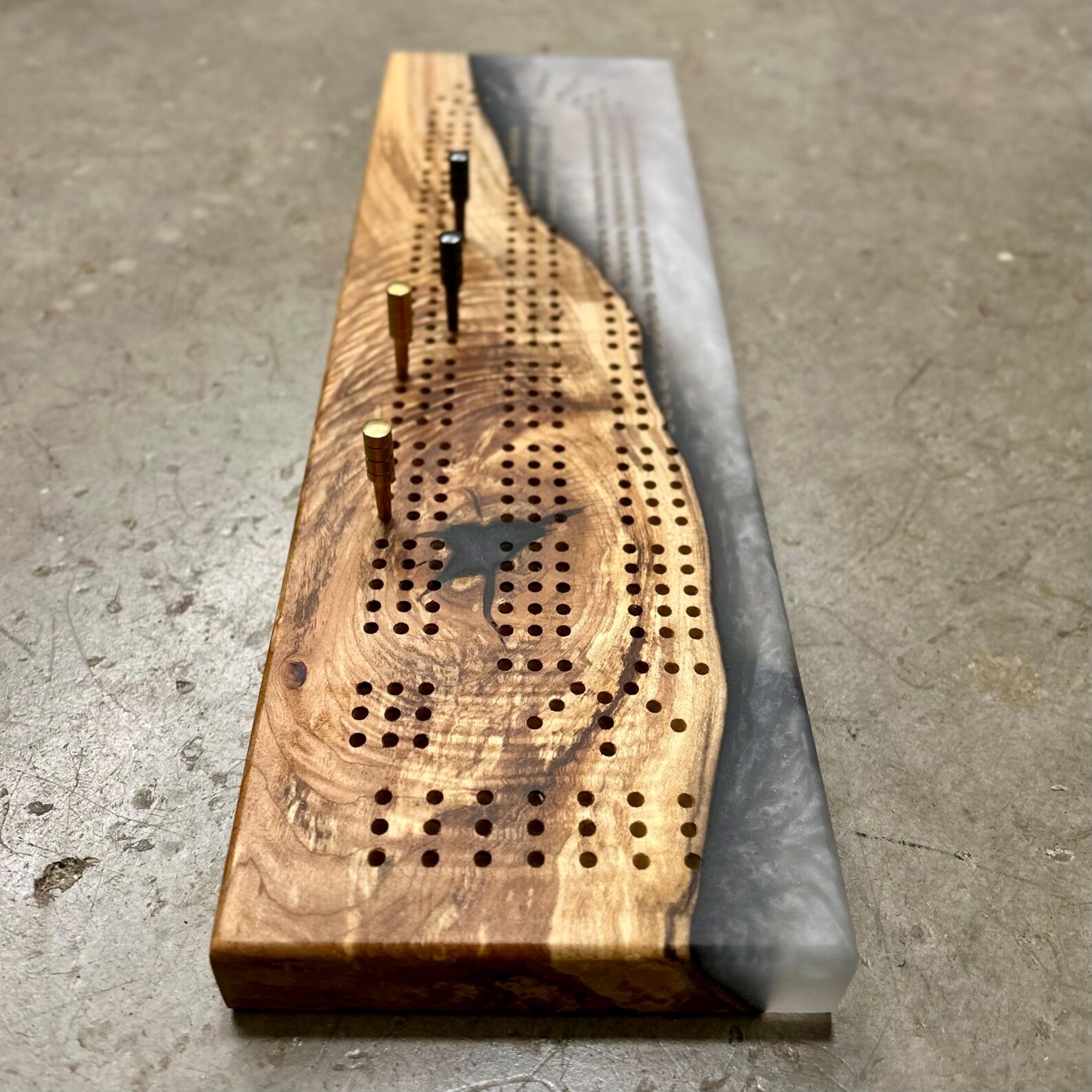 Cribbage Board Handcrafted With Western Maple and Smoky White Epoxy ...