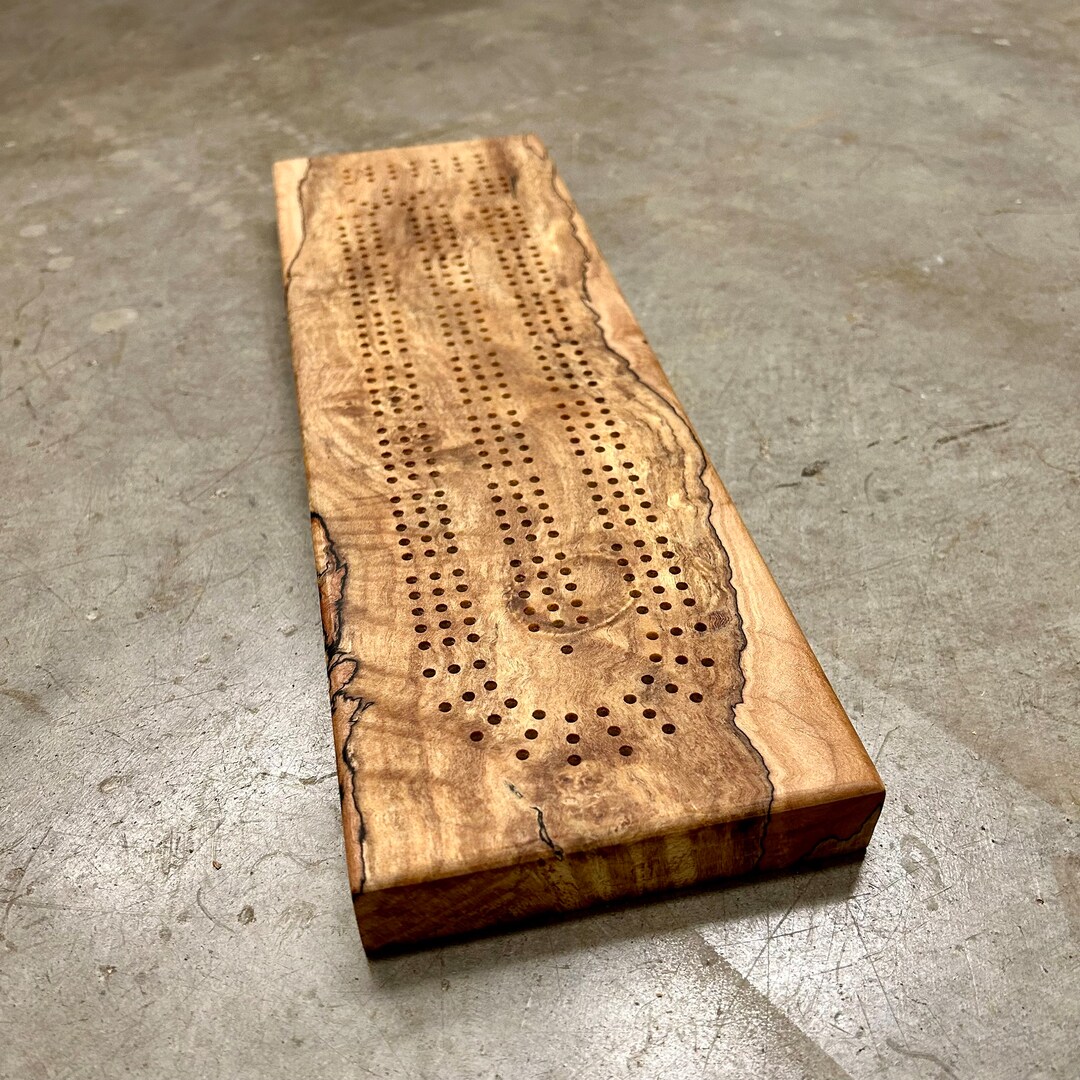Cribbage Board Handcrafted With Spalted Maple Wood Peg Storage Metal ...