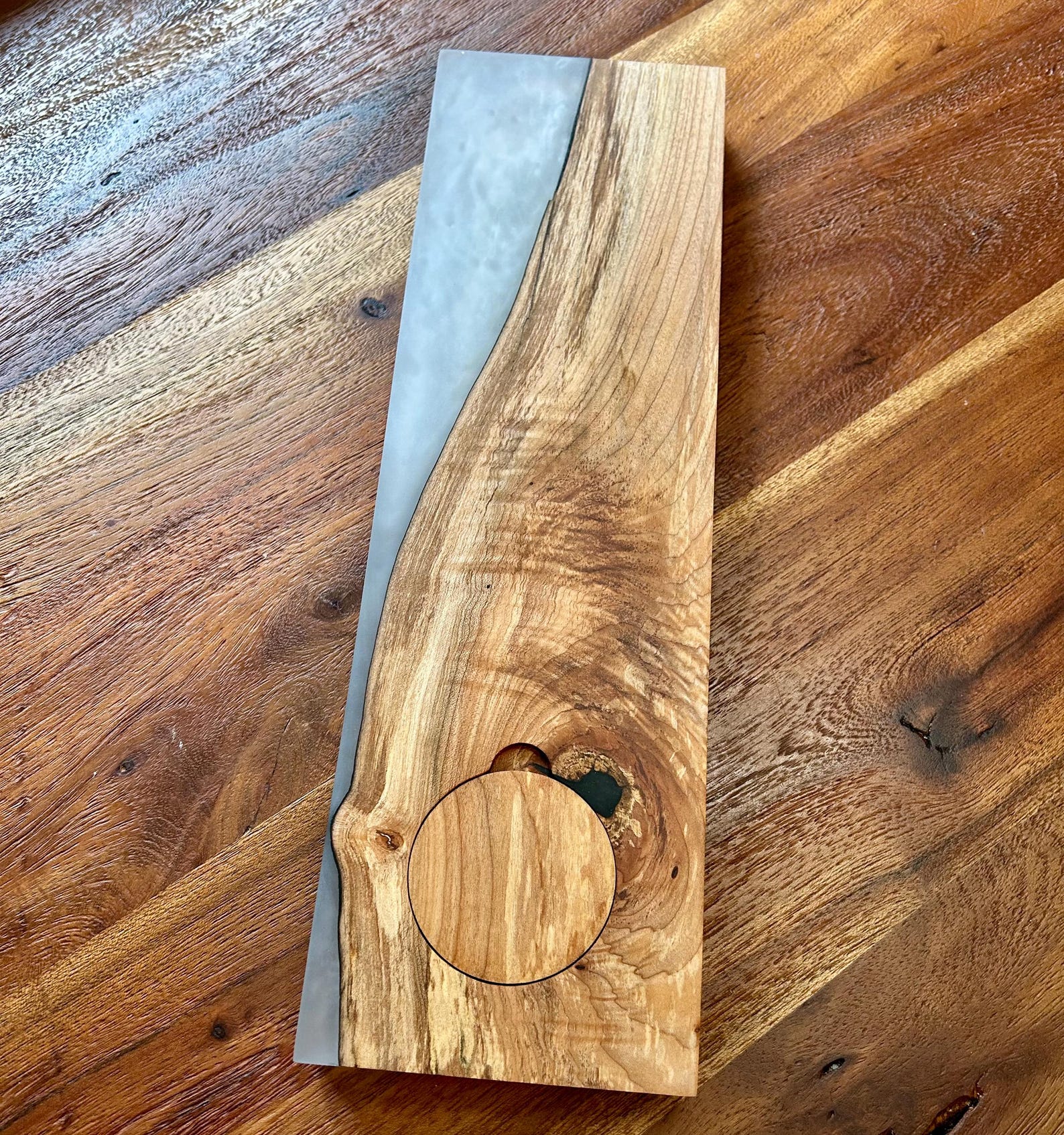 Cribbage Board Handcrafted With Western Maple and Smoky White Epoxy ...