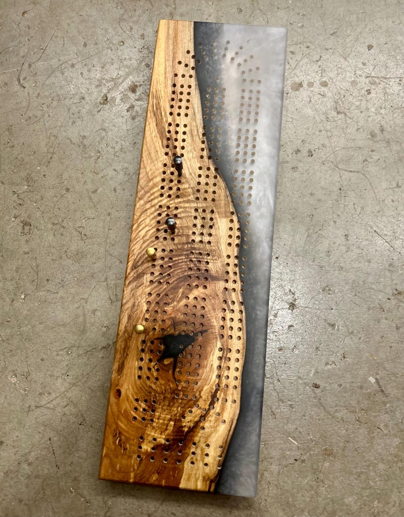 Cribbage Board Handcrafted With Western Maple and Smoky White Epoxy ...