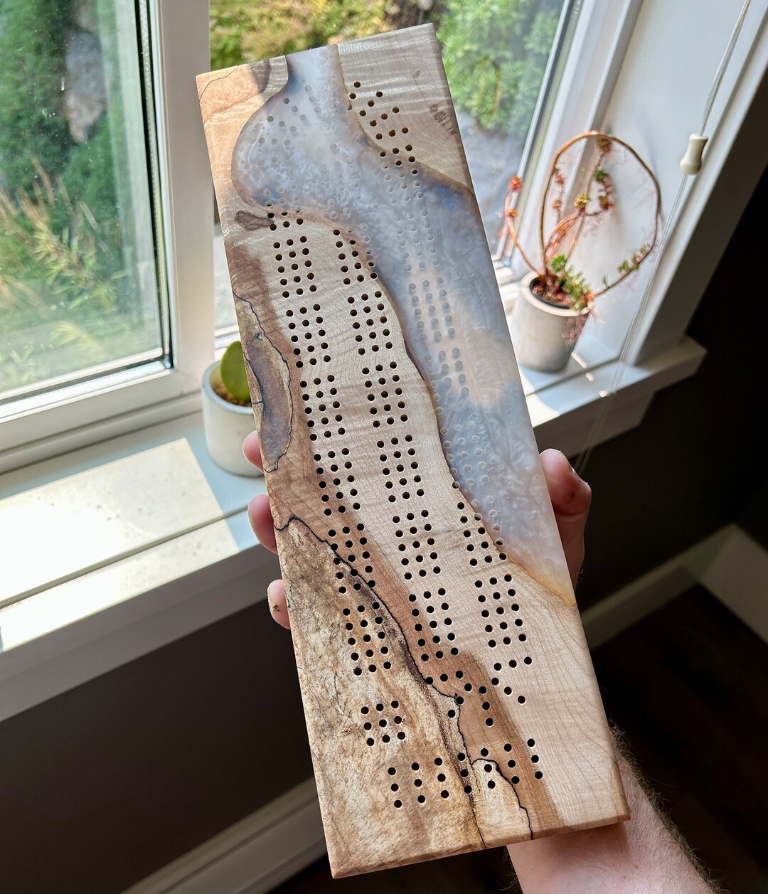 Cribbage Board Handcrafted With Live Edge Spalted Maple and - Etsy