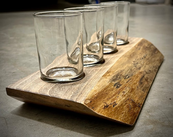 Rustic Beer Flight With Glasses Tasting Flight Sampling Board Whiskey ...