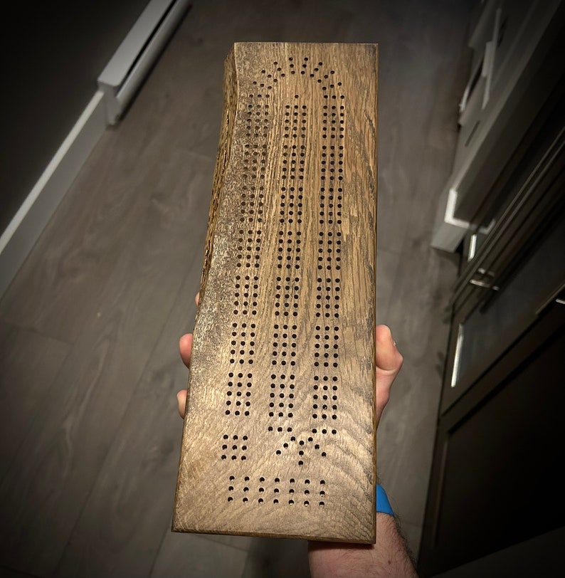 Cribbage Board Handcrafted With Live Edge Oak Wood, Includes Metal Pegs ...