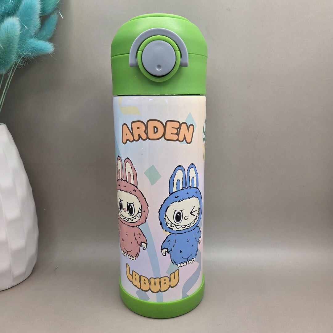 Personalized Labubu Kids Water Bottle: 12oz Stainless Steel Thermos - Etsy