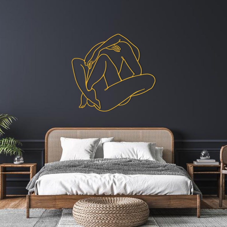Intertwined Love Line Art Couple Wall Art Home Wall Art Etsy