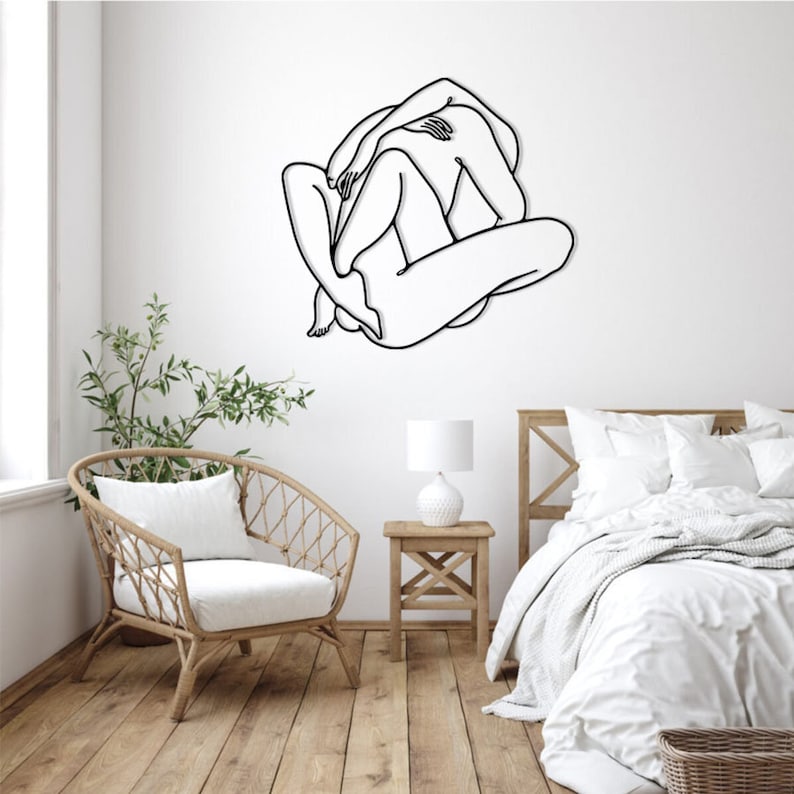 Intertwined Love Line Art Couple Wall Art Home Wall Art Etsy 