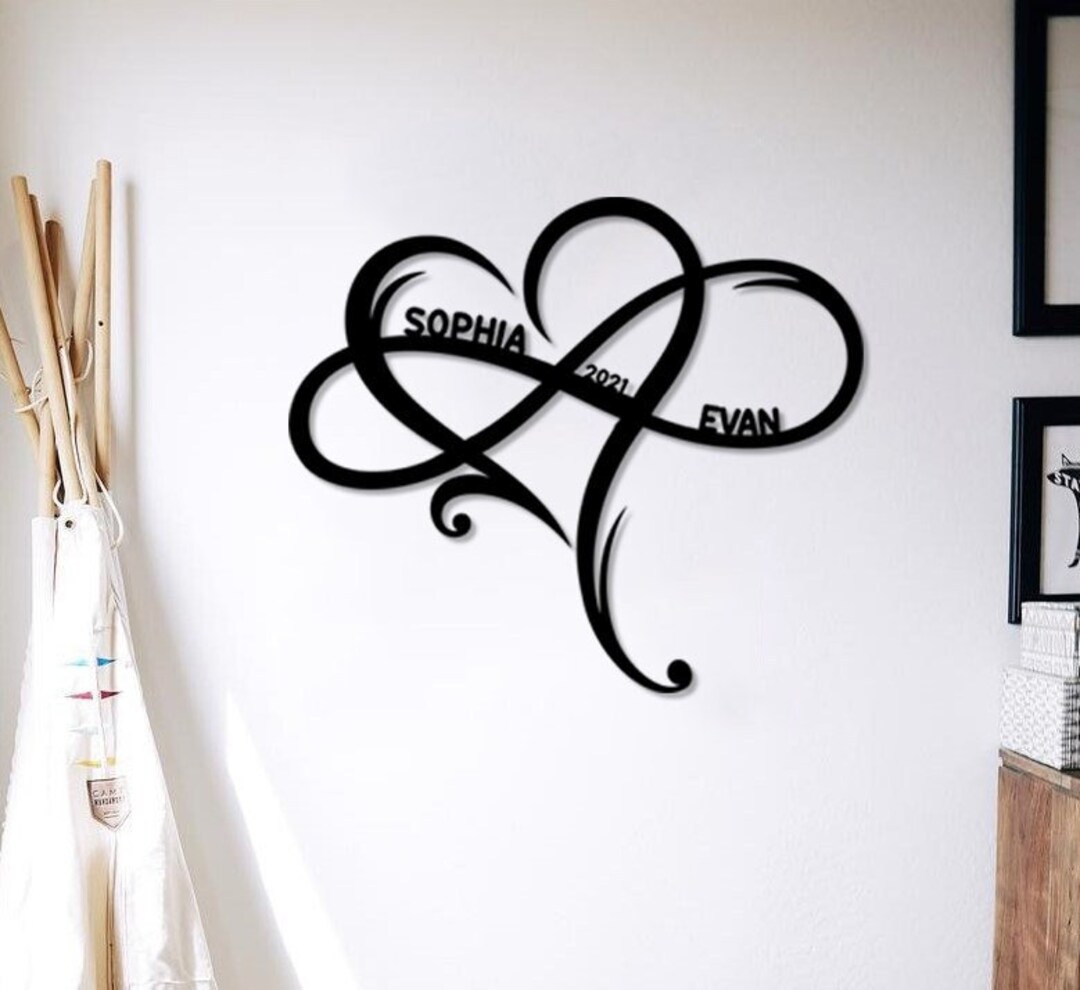 Infinity Heart Personalized,wedding Gift,split Letter Monogram,metal ...