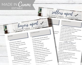 EDITABLE Sellers Agent Transaction Checklist Real Estate Realtor ...