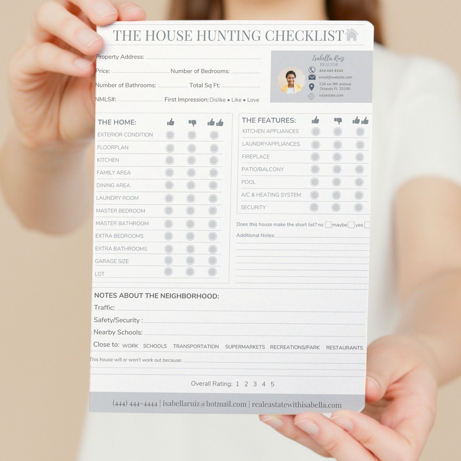 EDITABLE Buyer House Hunting Checklist Real Estate Agent Marketing ...