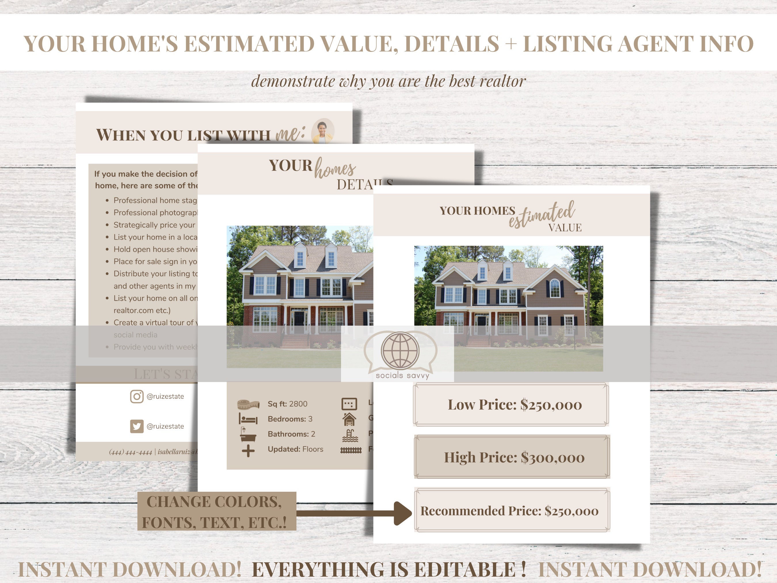 EDITABLE Real Estate CMA Packet | Realtor Marketing Tool, Canva Printable Book, Instant Download ...