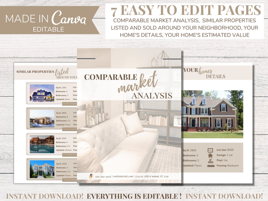 EDITABLE Real Estate CMA Packet | Realtor Marketing Tool, Canva Printable Book, Instant Download ...