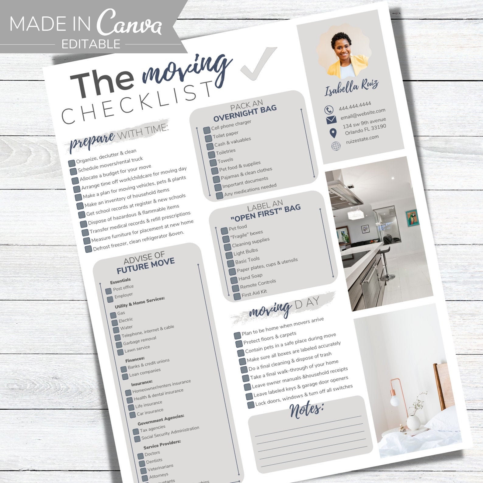 EDITABLE Real Estate Moving Checklist Realtor Moving Guide Printable To ...