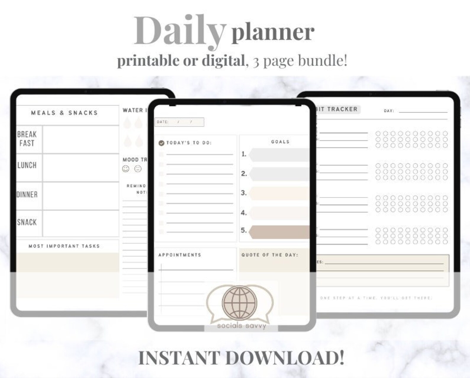 Everyday Daily Planner Printable, Hourly Planner, Military Time Plan ...