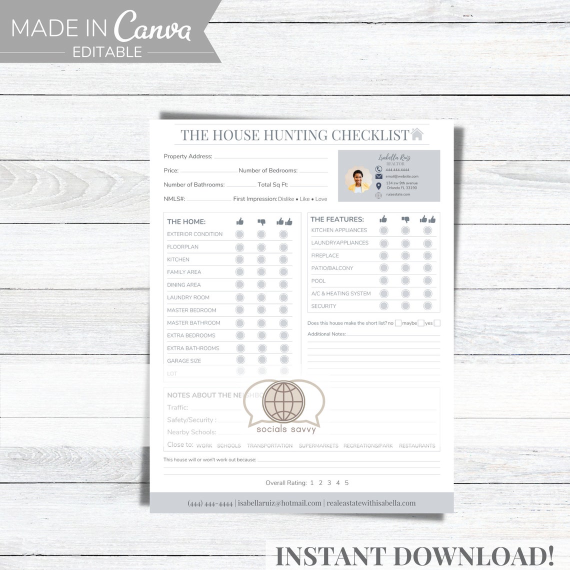 EDITABLE Real Estate House Hunting AND Moving Checklist - Etsy