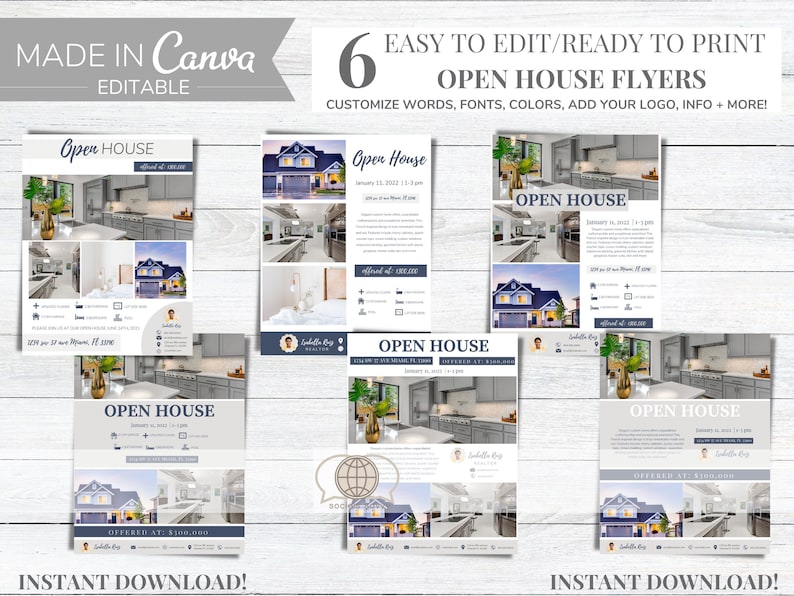 6 EDITABLE Real Estate Open House Sheet Flyers Template Real - Etsy