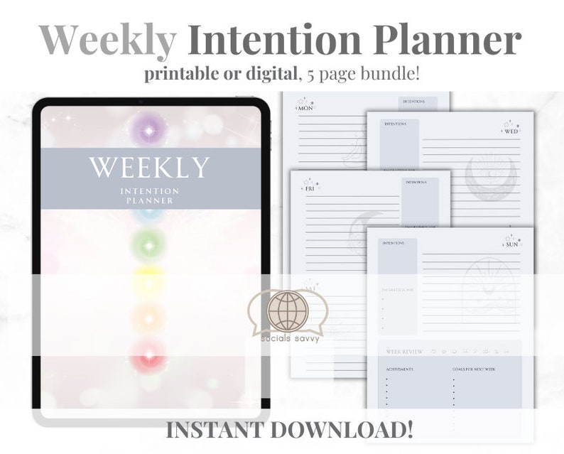 Weekly Planner, Intention Planner, Digital Planner, Law of Attraction ...